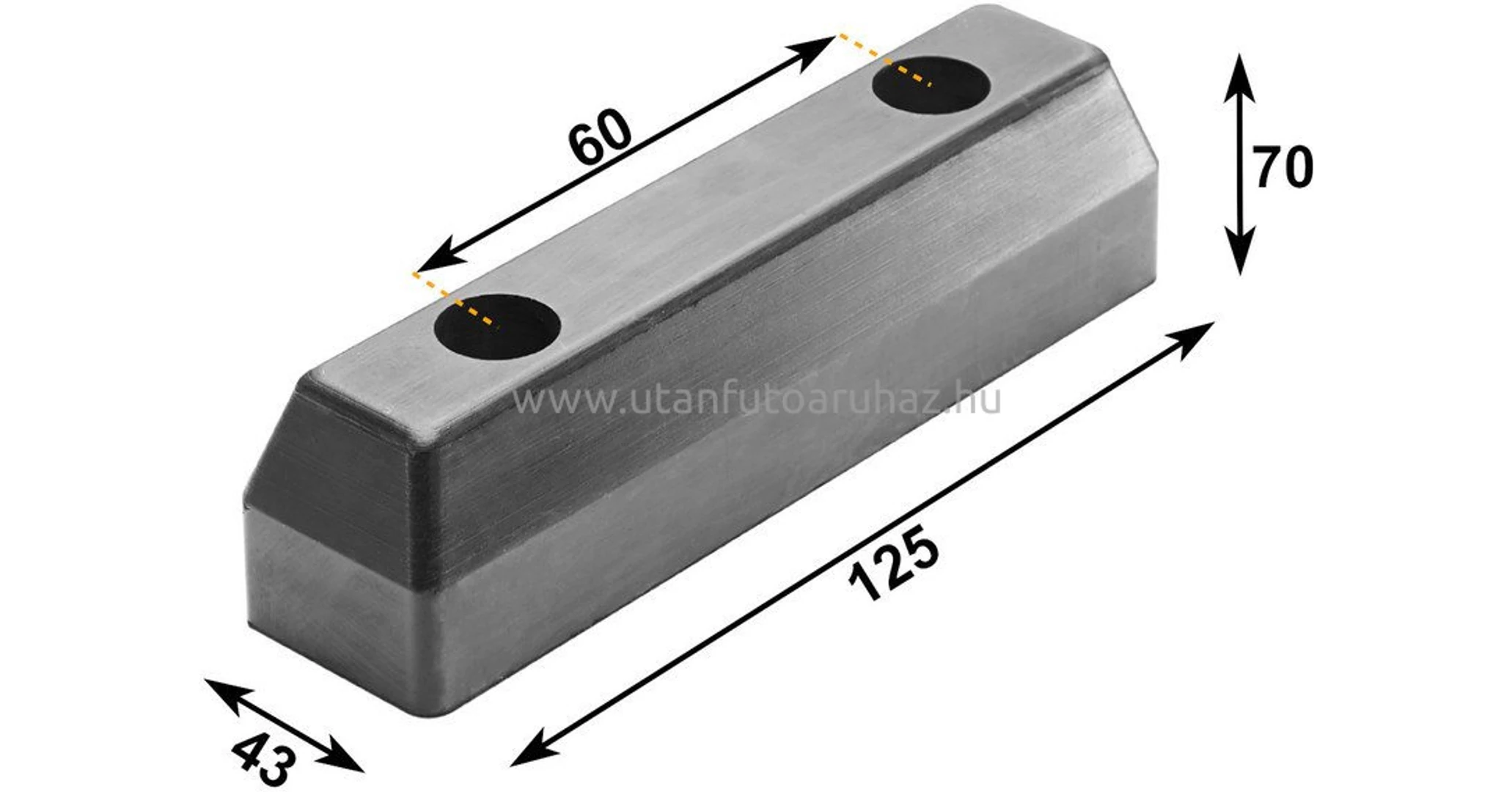 Ütköző gumi 125 X 43 X 70 - Alkatrészek